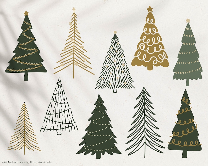 Christmas Tree Clipart SVG Bundle - Minimalistic Christmas Tree SVG ...