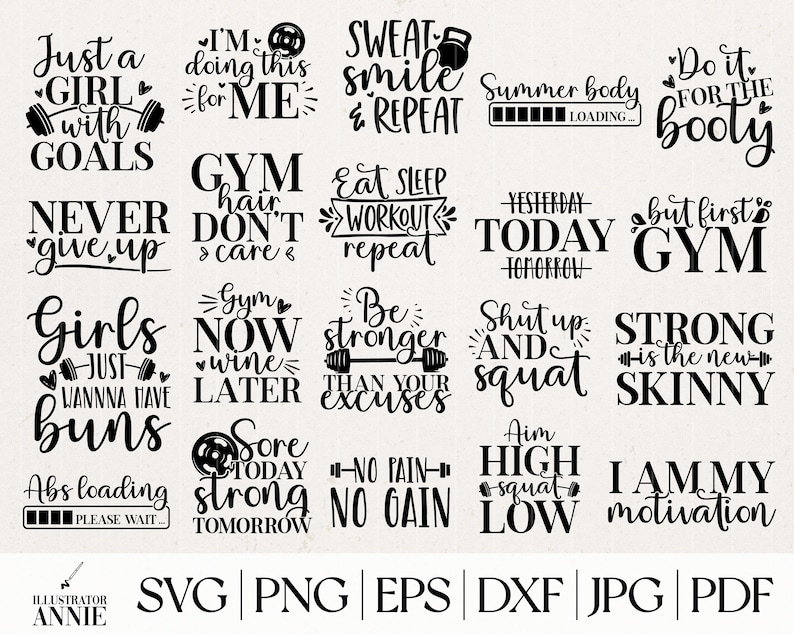 Gym SVG Bundle Gym Girl SVG Bundle Workout SVG Bundle - Etsy