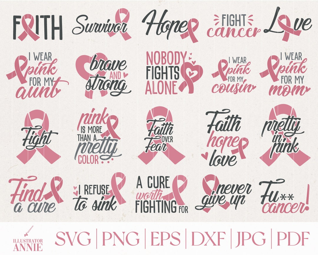Breast Cancer SVG Bundle - Commercial Use -pink Ribbon SVG - Cancer SVG ...