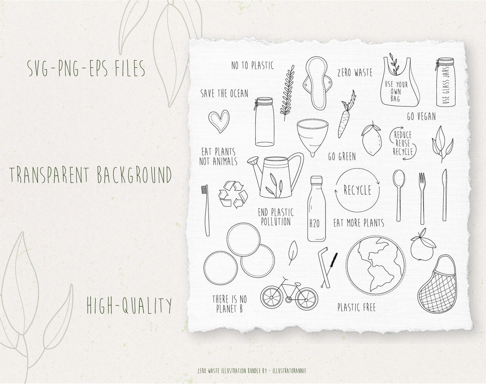 Zero Waste Vegan SVG Bundle-Zero Waste Illustration-Vegan | Etsy