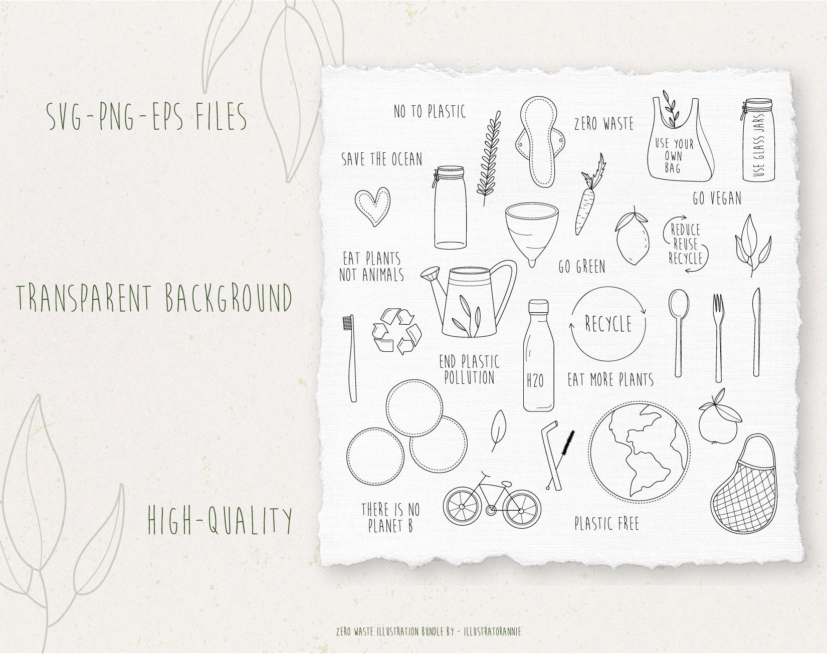 Zero Waste Vegan SVG Bundle-Zero Waste Illustration-Vegan | Etsy