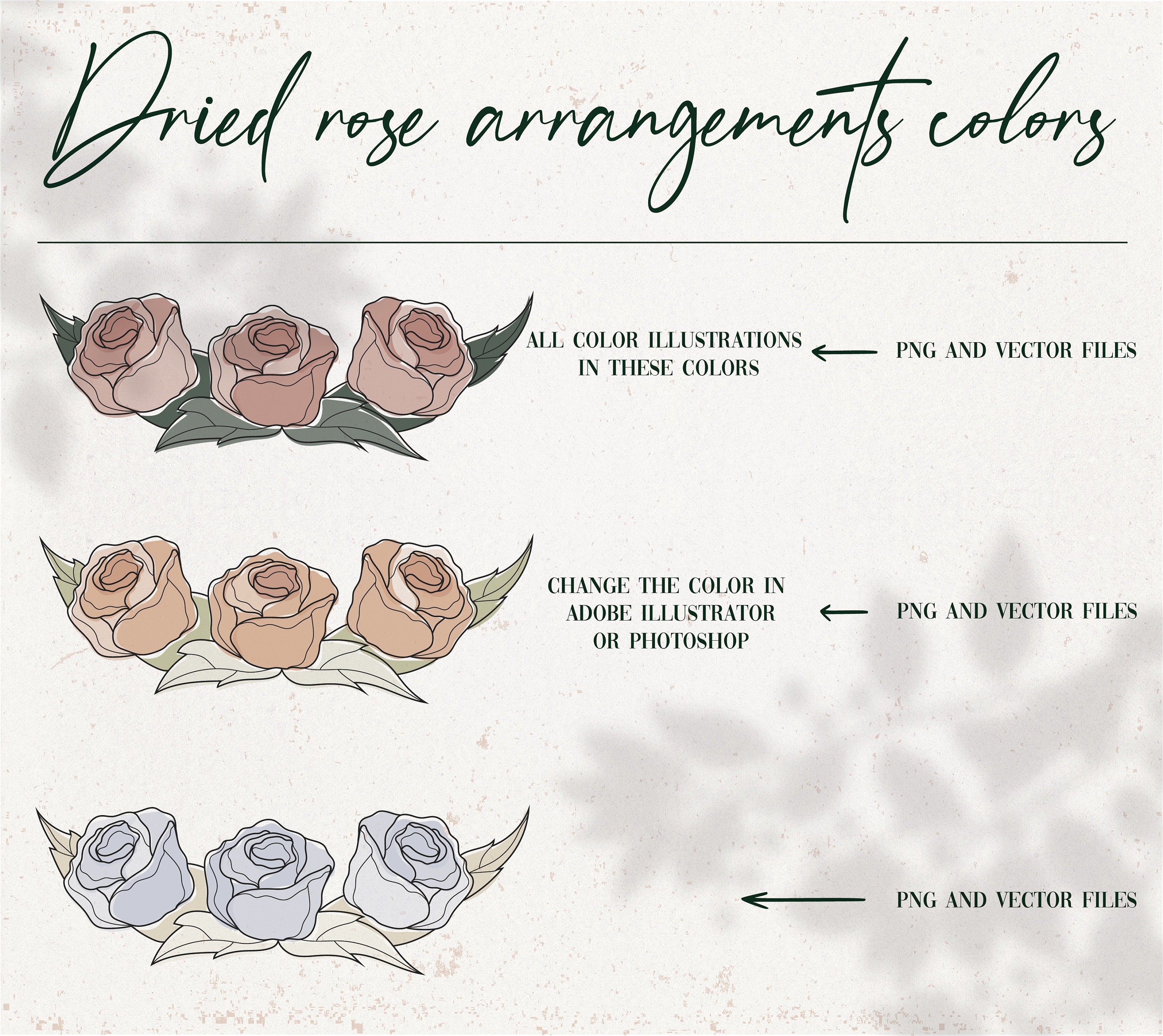 Rose Arrangement SVG Clipart Bundle - Floral SVG Bouquets Clipart ...