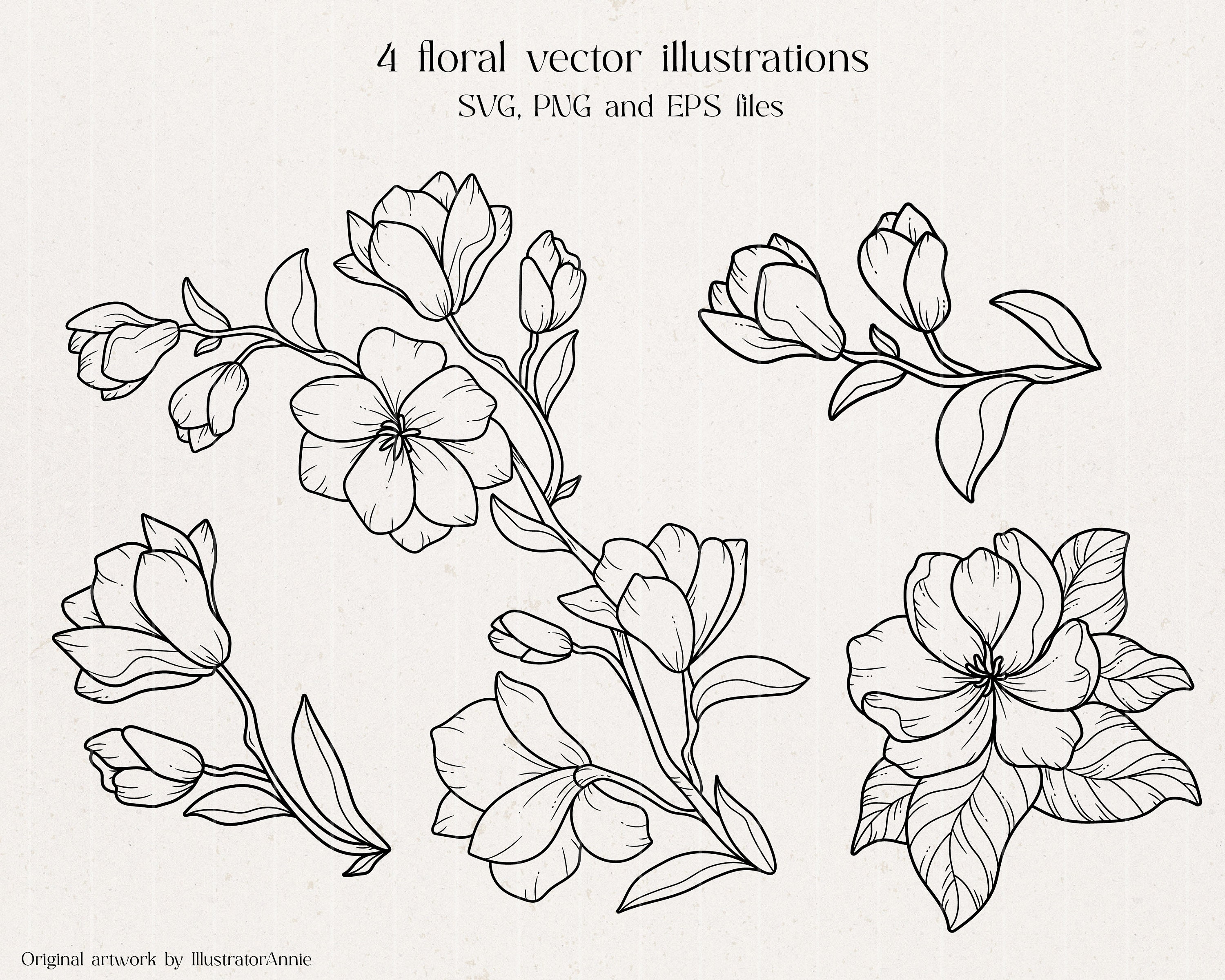 Magnolia SVG Flower Bundle Magnolia Vector Flower Flower - Etsy