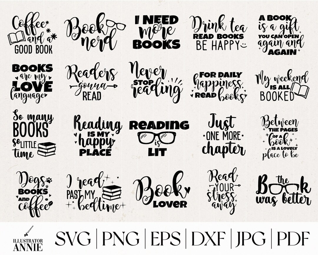 Reading SVG Bundle - Commercial Use - Book Lover SVG Cut Files - Book ...