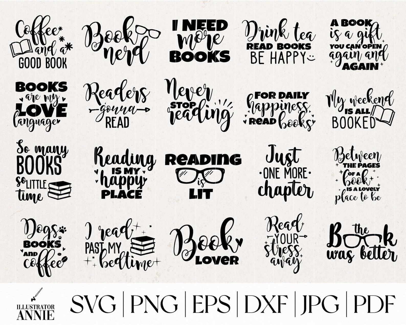 Reading SVG Bundle Commercial Use Book Lover SVG Cut Files - Etsy Canada