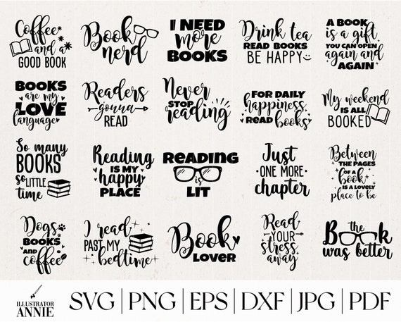 Reading SVG Bundle Commercial Use Book Lover SVG Cut Files - Etsy Australia