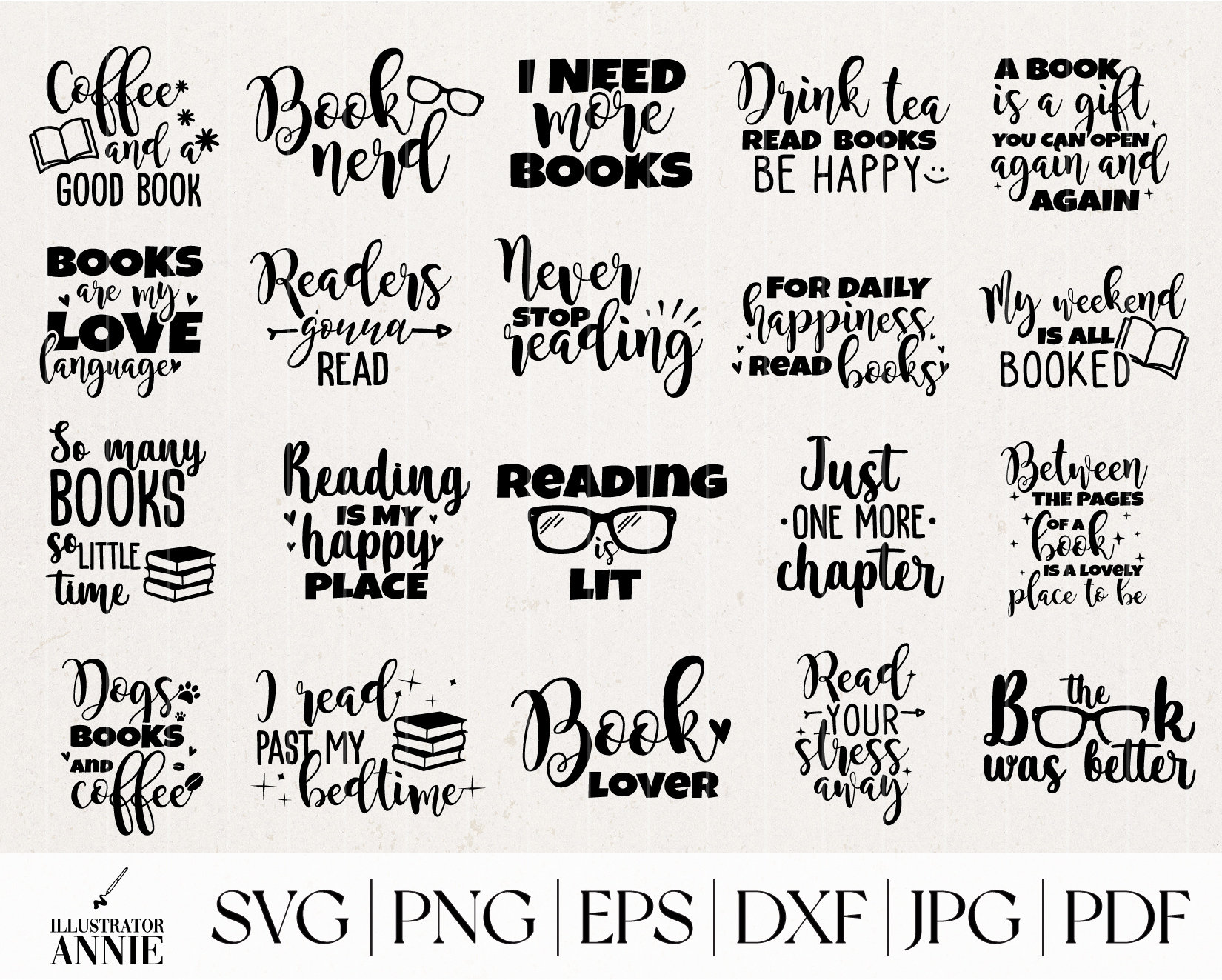 Reading SVG Bundle - Commercial Use - Book Lover SVG Cut Files - Book ...