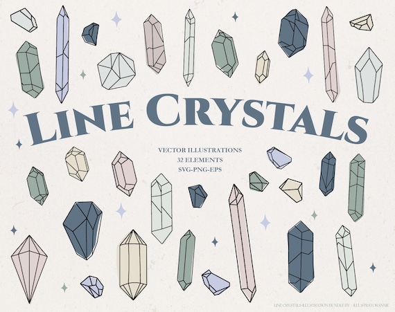 Line Crystals Clipart Bundle-Crystal Clipart Crystal | Etsy