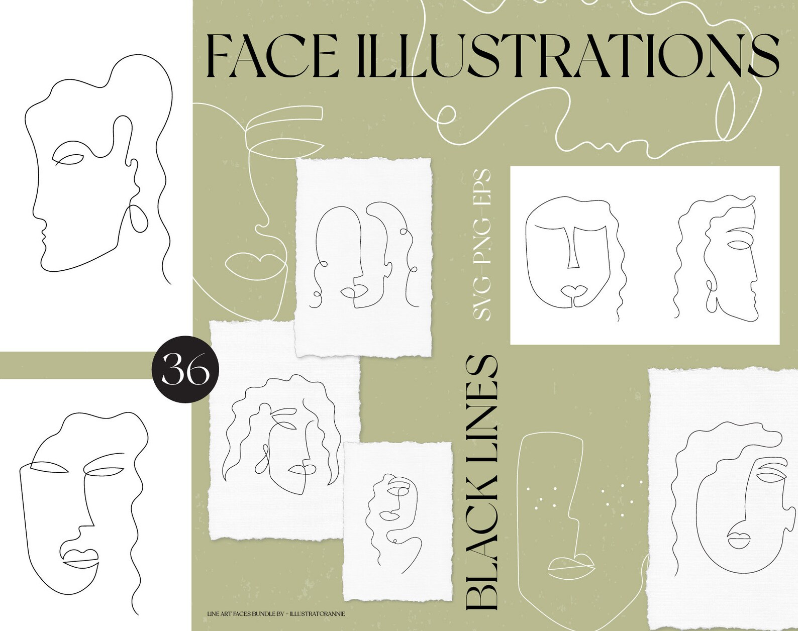 Abstract Line Art SVG Face Bundle One Line Art Woman Line - Etsy