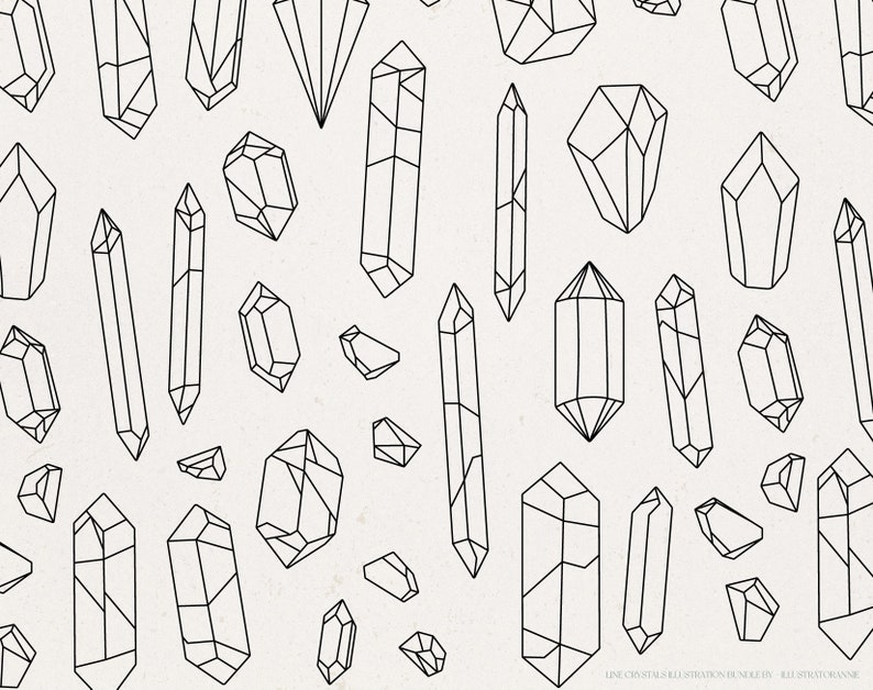 Line Crystals Clipart Bundle-crystal Clipart -crystal Illustration ...