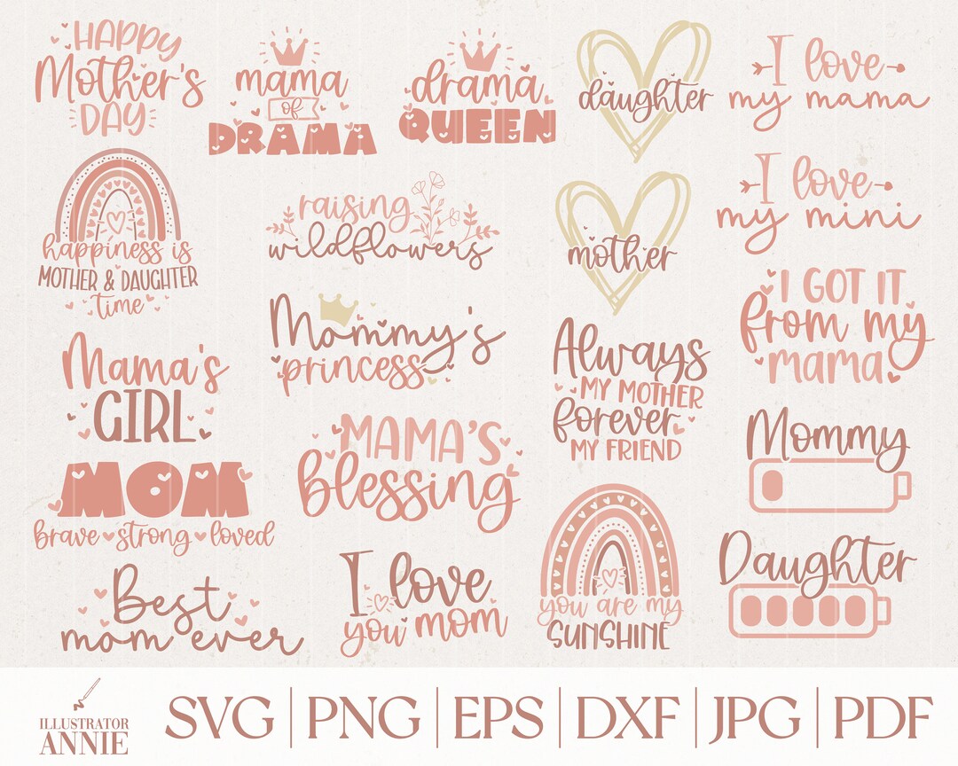 Mom and Daughter SVG Quote Bundle - Commercial Use - Mom SVG Bundle ...
