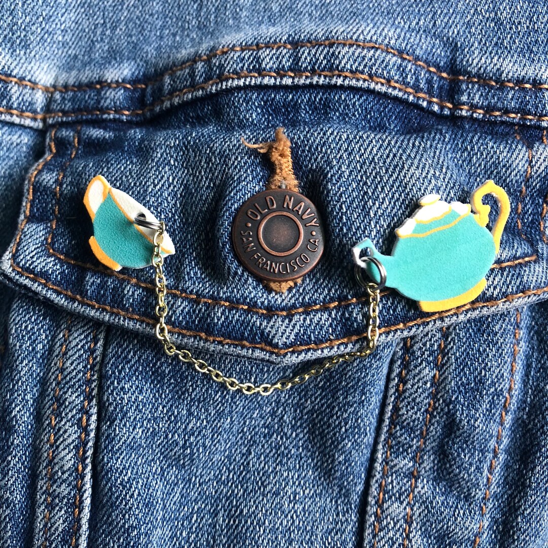 Teacup and Teapot Pin Gold Chain Cute Fancy Tea Party - Etsy