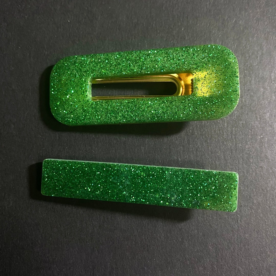 Green Glitter Glow Barrette Clip | Blue Glow | Fashion Accessory | Bath ...