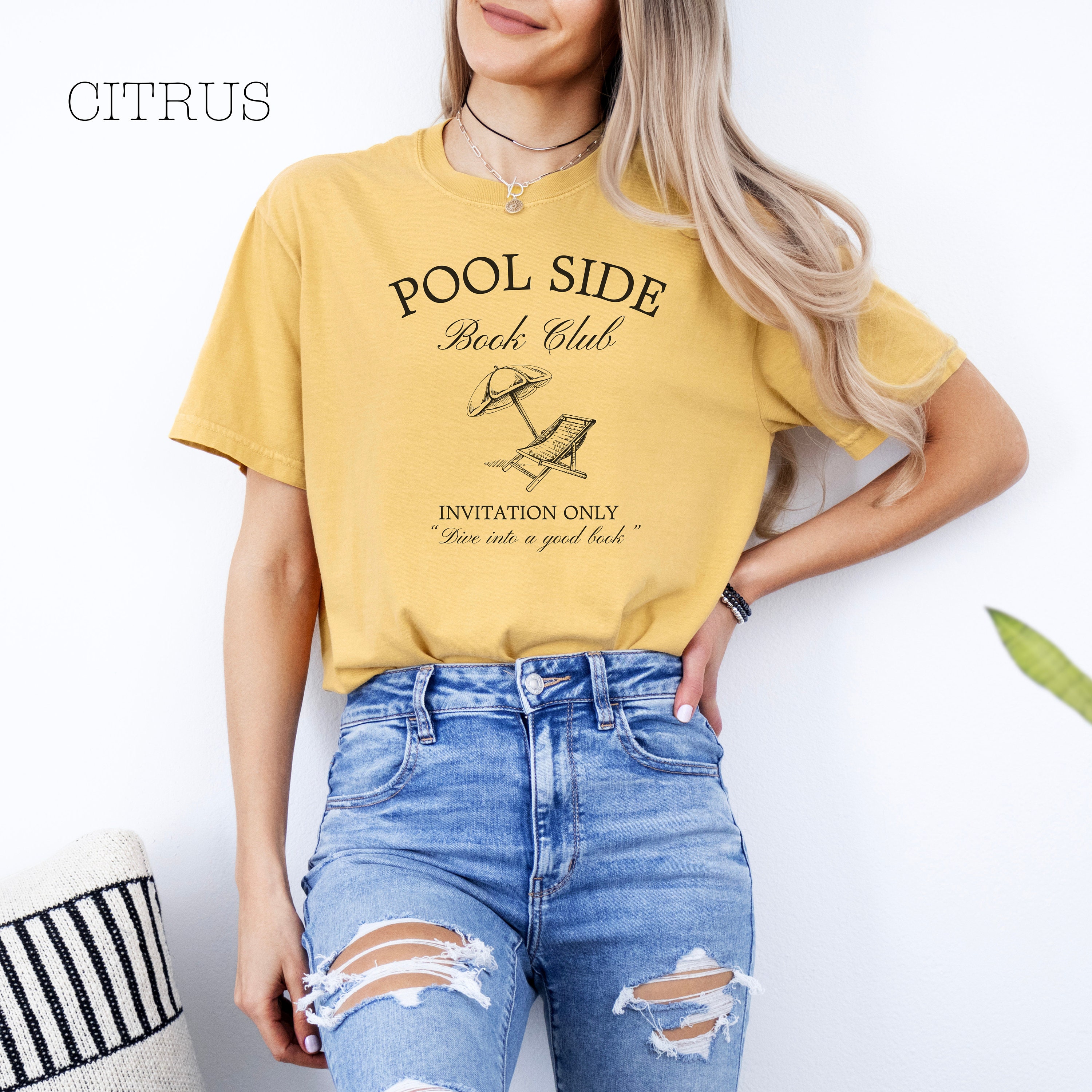 Pool Side Book Club T-shirt Comfort Colors Graphic Tee, Book Lover ...
