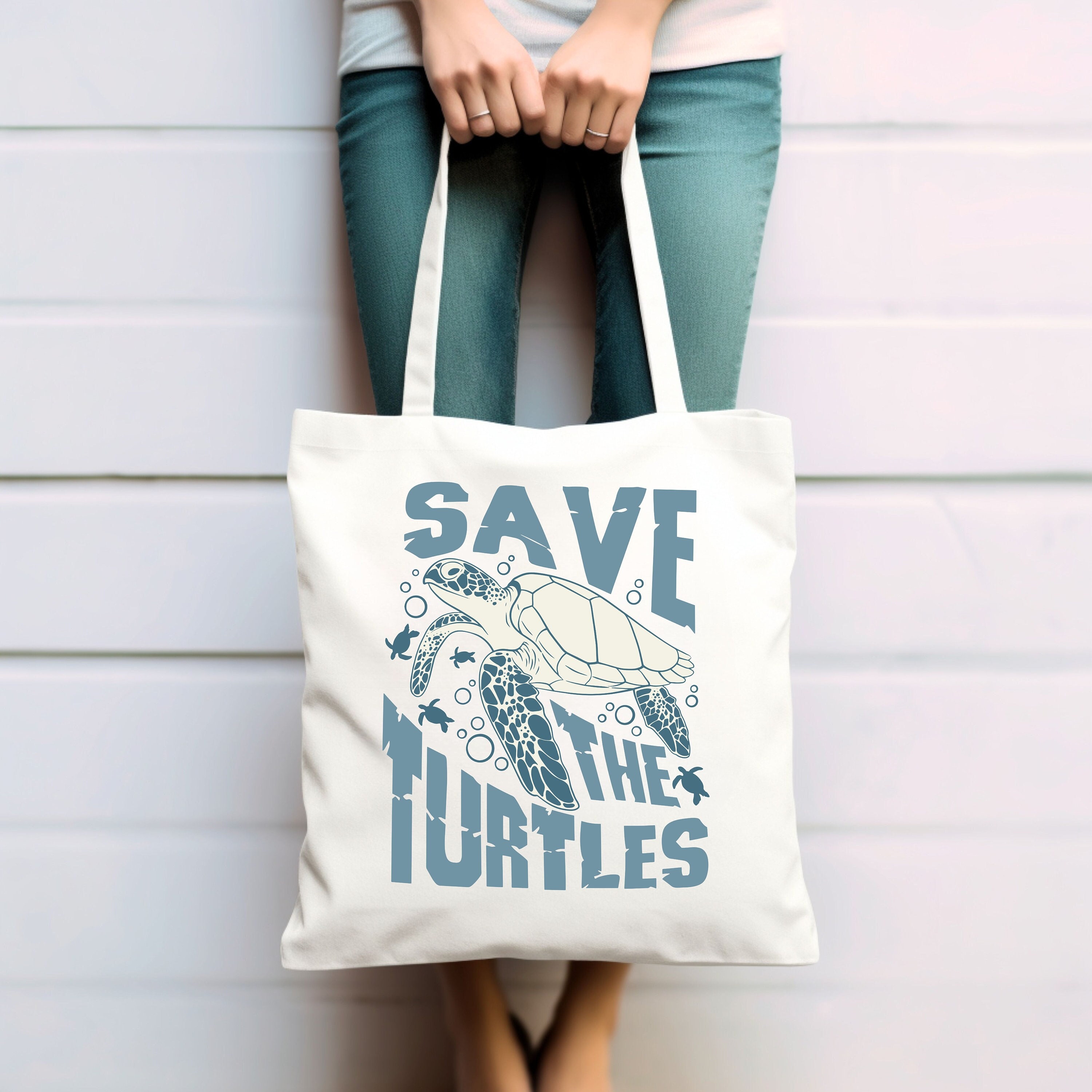 Save the Turtles Tote Bag, Sea Turtle Bag, Reusable, Eco-friendly ...