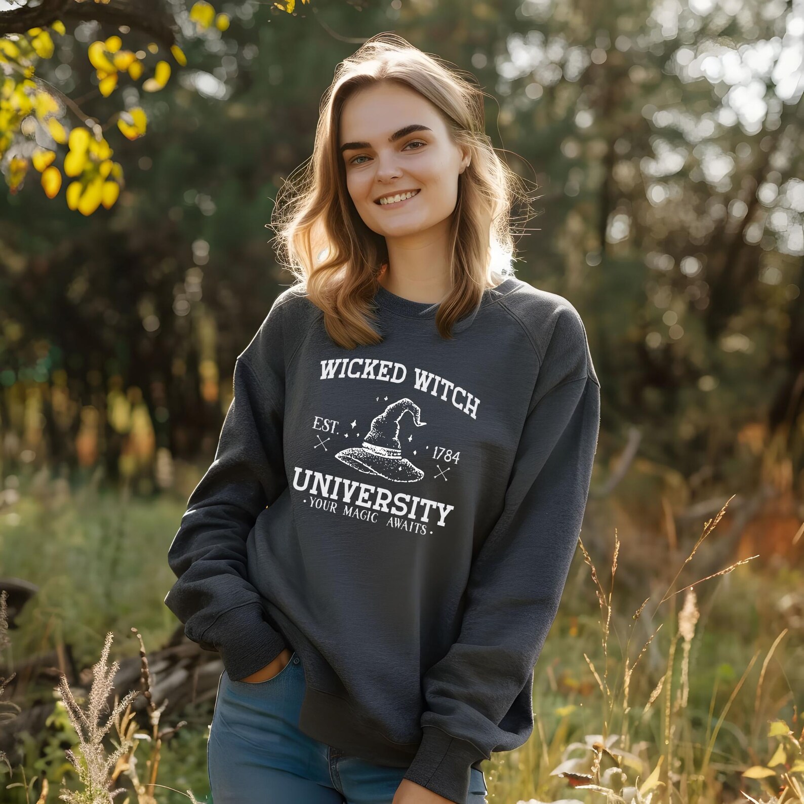 Wicked Witch University Halloween Sweatshirt -quirky Halloween Humor ...