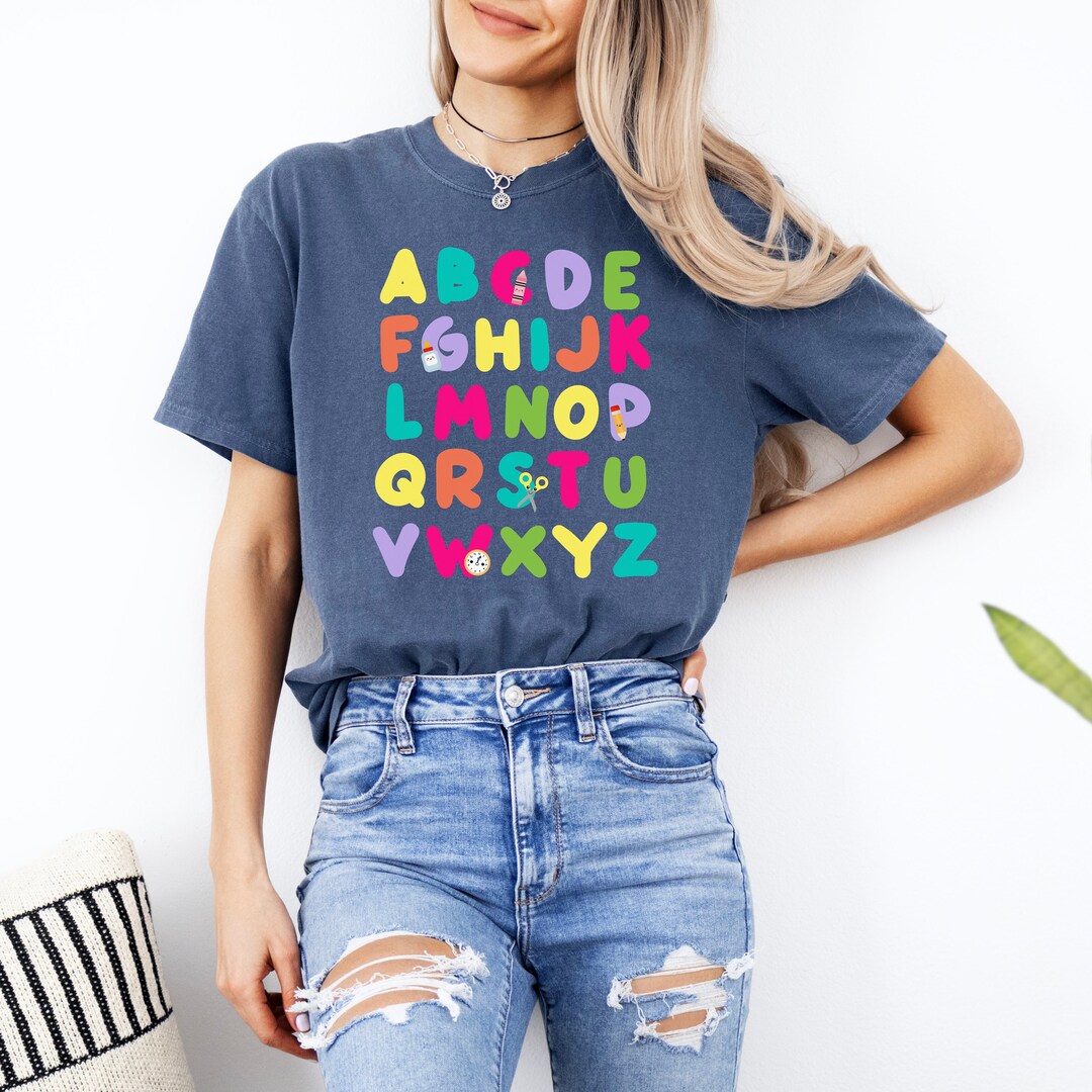 ABC T-shirt, Alphabet Teacher Shirt, Teacher Gift, Cute Teacher Shirt ...