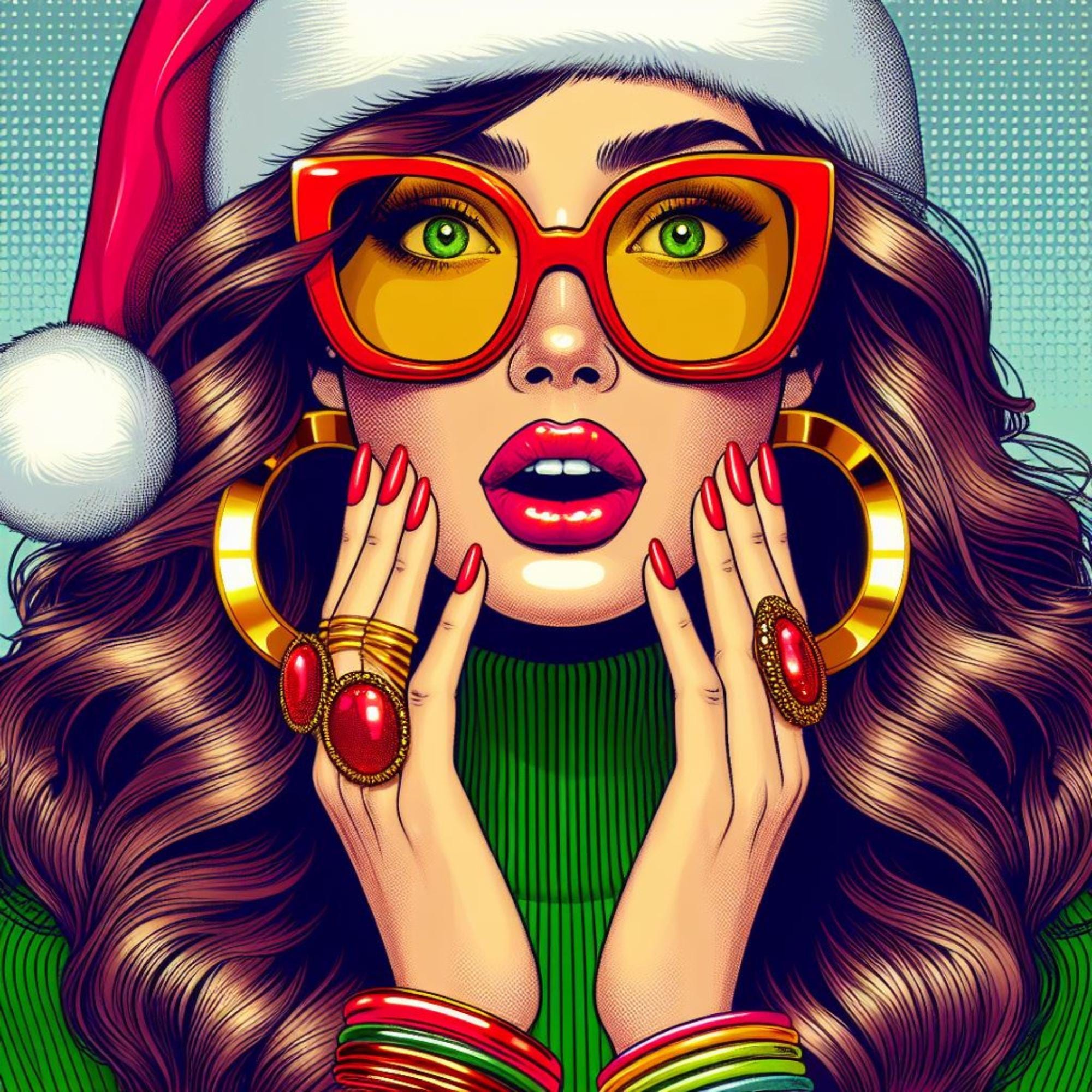 Pop Art Christmas Girls Clipart Set | African American & Caucasian ...