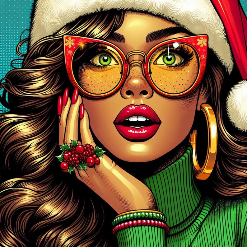 Pop Art Christmas Girls Clipart Set | African American & Caucasian ...