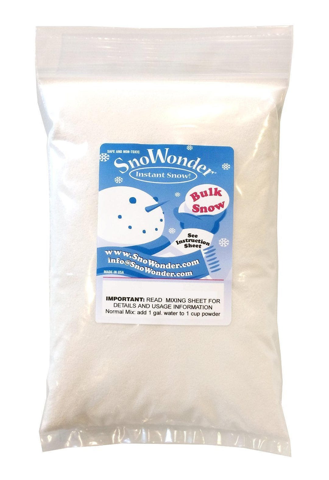 60 Gallons of Instant Snow Artificial Snow - Mix Makes 60 Gallons of ...