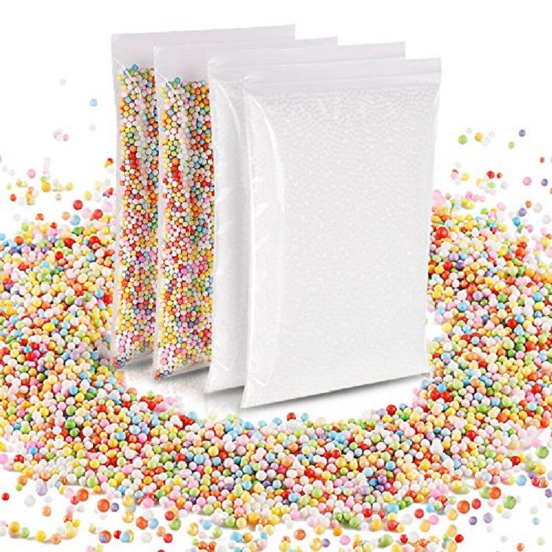 4 Pack of Micro Foam Beads (2 Rainbow and 2 White) - 40,000 FOAM BEADS ...