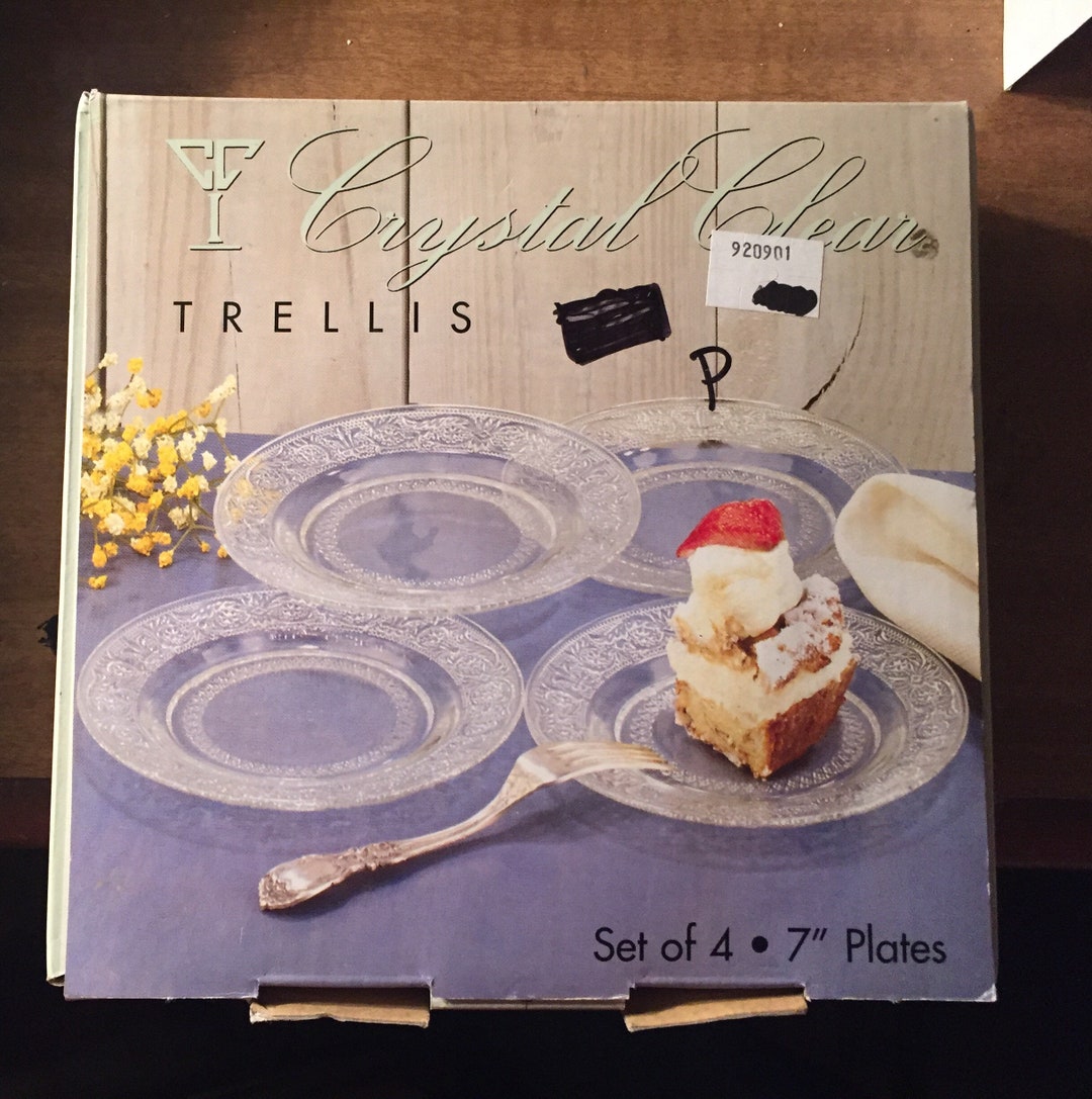 Crystal Plates Etched Glass Plates Dessert Plates Vintage Crystal Clear ...