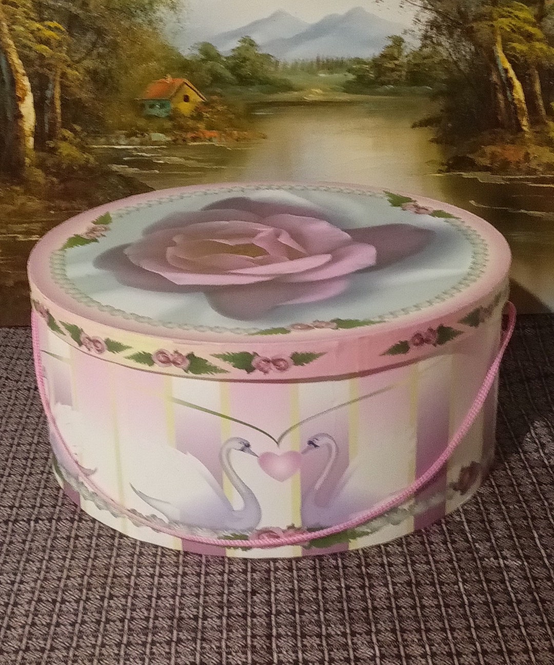 Vintage Large Rose Hat Box Extra Large Round Rose Swan Sara Bowman Hat Box - Etsy