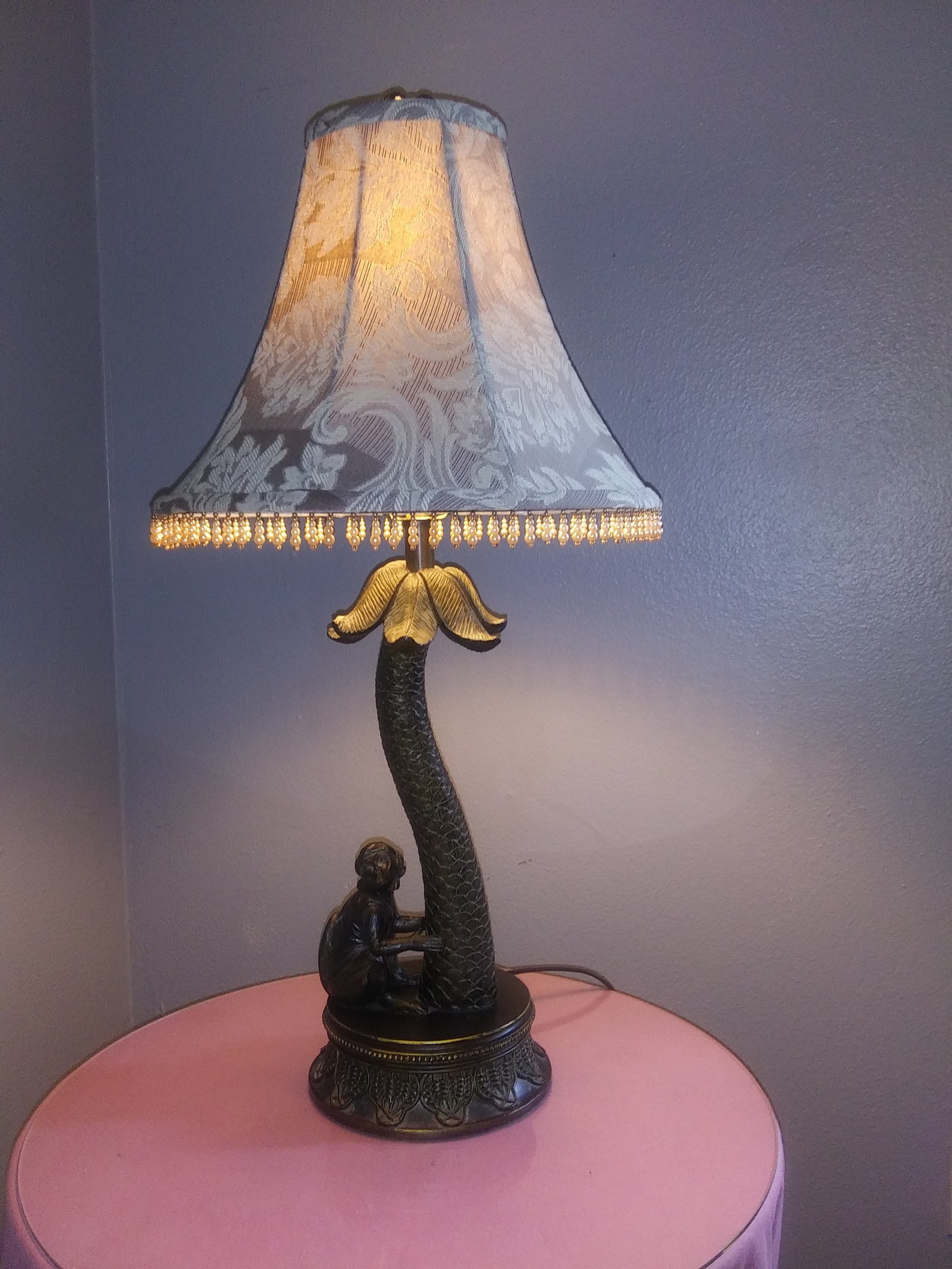 Bronze Monkey Palm Tree Lamp Vintage Chimp Lamp Resin | Etsy