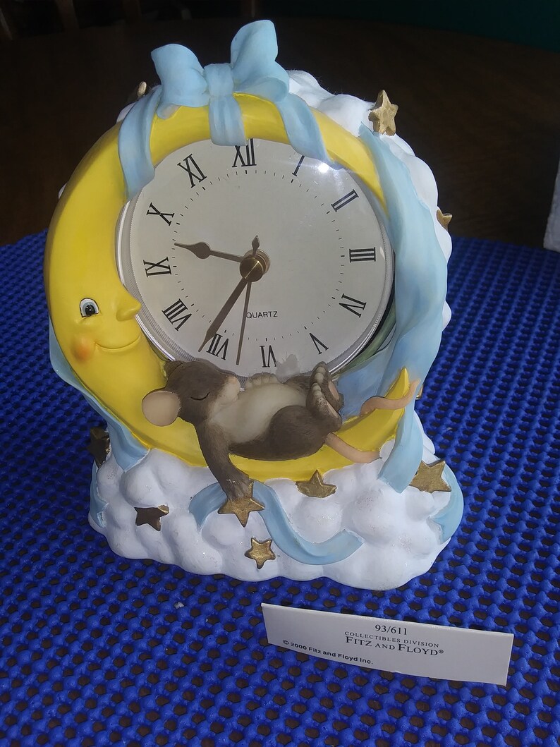 Charming Tails Moon and Stars Clock Rare Retired - Etsy