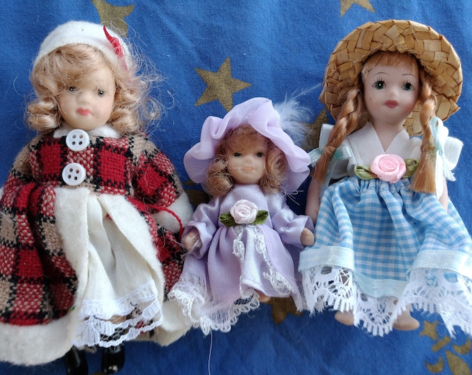 Vintage Mini Porcelain Victorian Dolls - Etsy