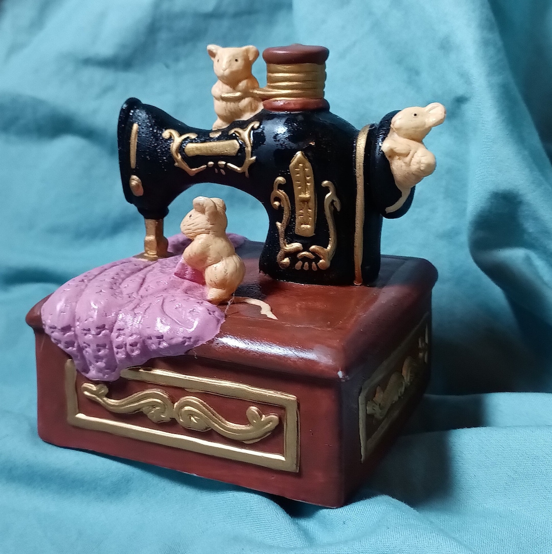Vintage Rotating Musical Mice Sewing Machine Figurine - Etsy