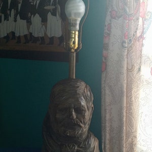Quebec Herman Raby Hand Carved Wood Lamp Western Man Face Bust Lamp Ron ...