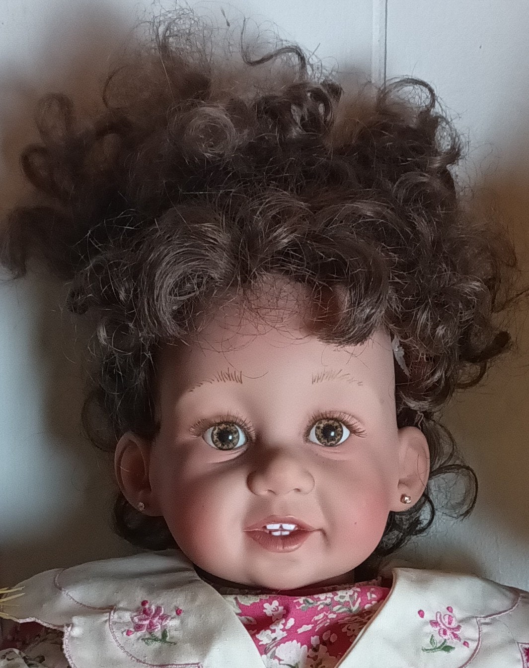 Vintage Pat Secrist Giggles Life Size Baby Doll Brown Curly Hair Rare ...