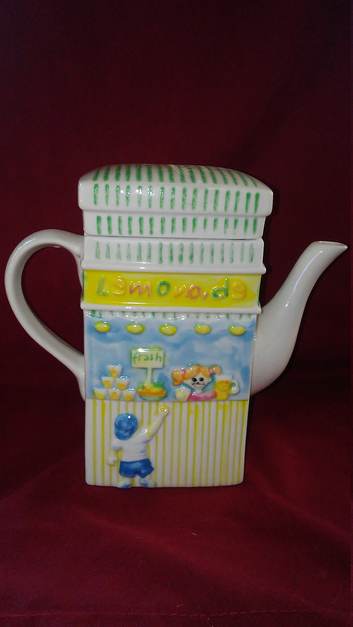 Vintage Ceramic Teapot Hand Painted MSRF Inc Lemonade Stand - Etsy