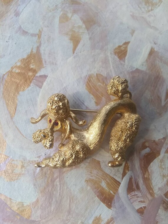 Vintage Poodle Pin Gold Tone Poodle Pin Vintage 1950's - Gem