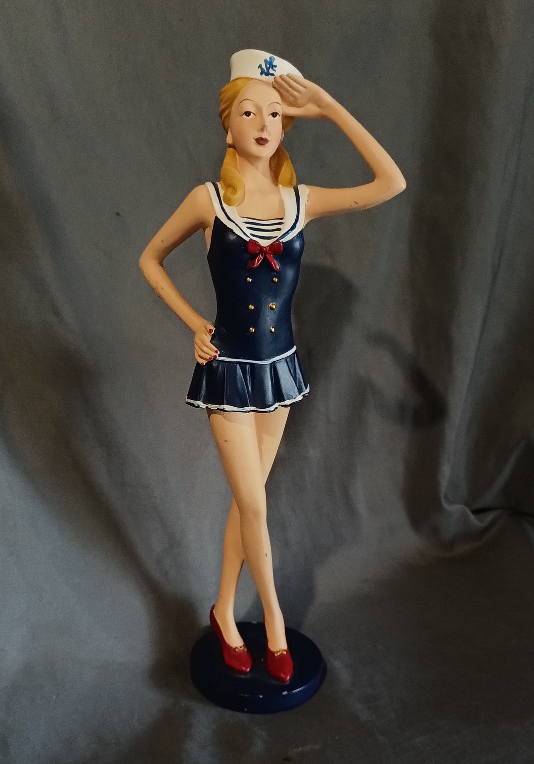 Vintage Pinup Girl Patriotic Figurine Retro Saluting Pin up Girl - Etsy