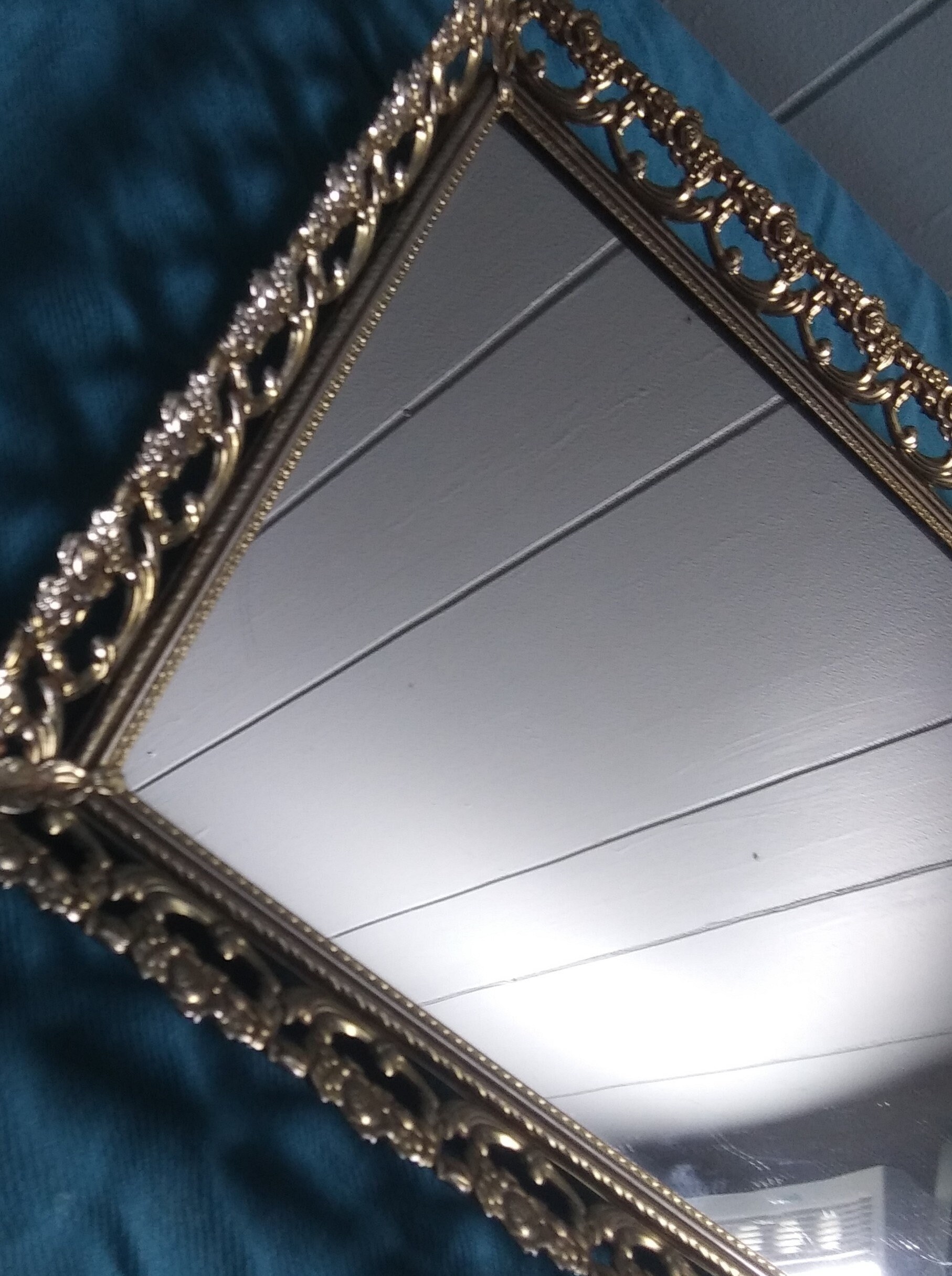 Vintage Gold Filigree Large Rectangle Mirrored Vanity Tray - Etsy
