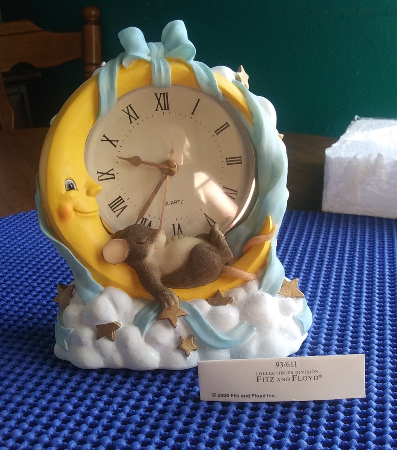 Charming Tails Moon and Stars Clock Rare Retired - Etsy