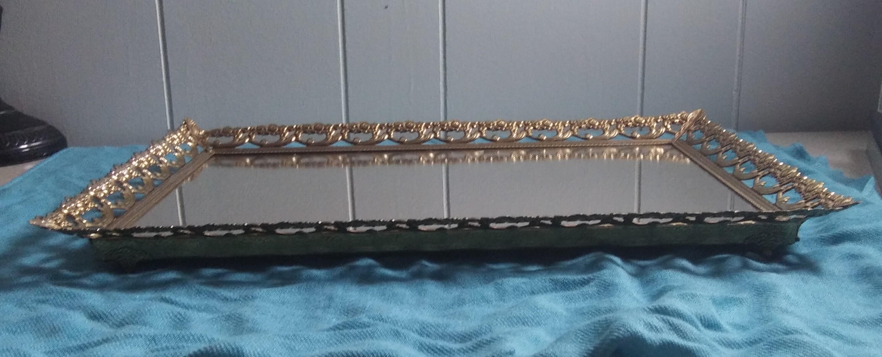 Vintage Gold Filigree Large Rectangle Mirrored Vanity Tray - Etsy