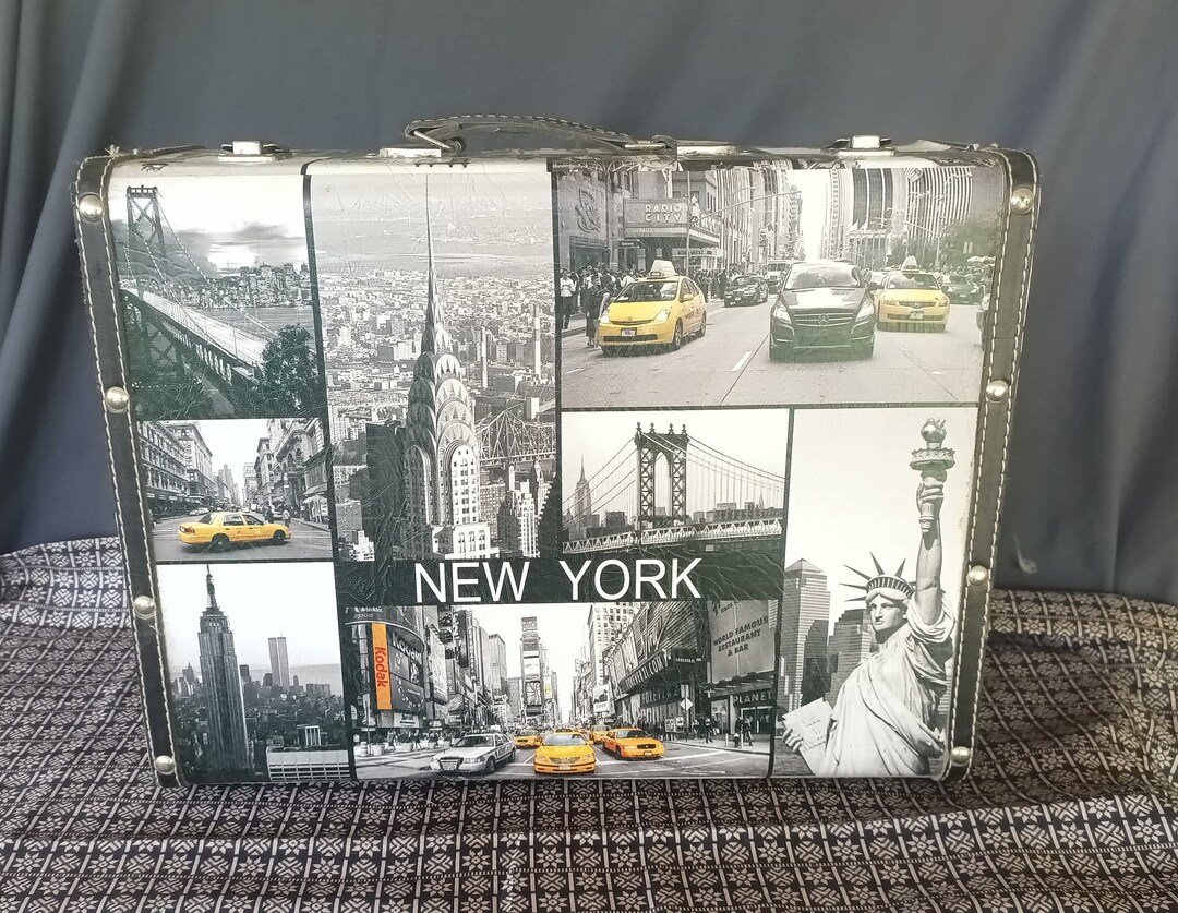 Vintage New York All Over Suitcase Decorative Hard Case New York ...