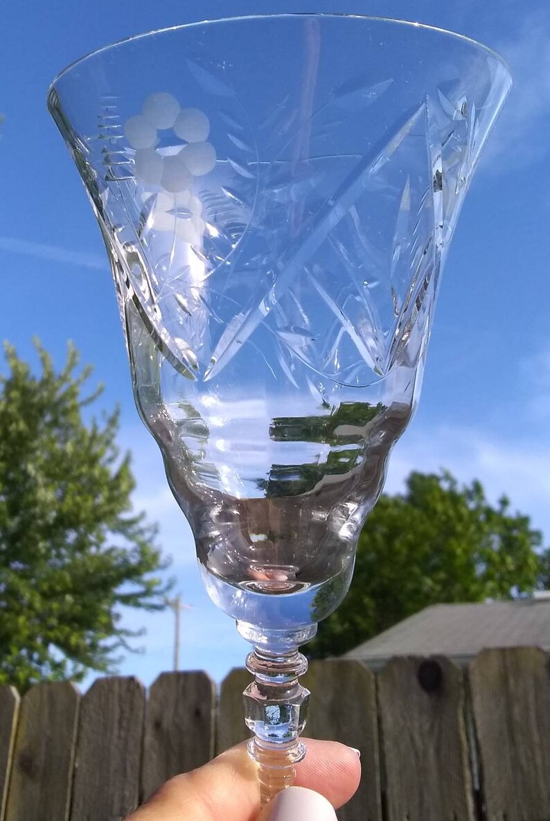 Antique Rock Sharpe Crystal Floral Stemware Vintage Libbey - Etsy