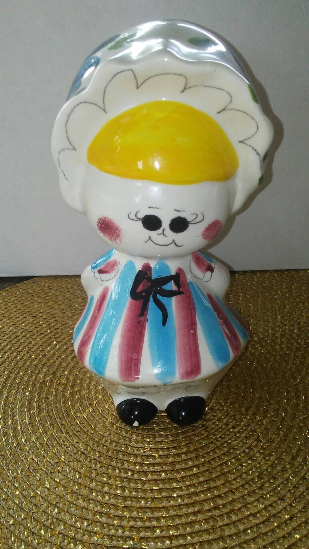 Vintage Bank Big Bonnet Girl Coin Box - Etsy