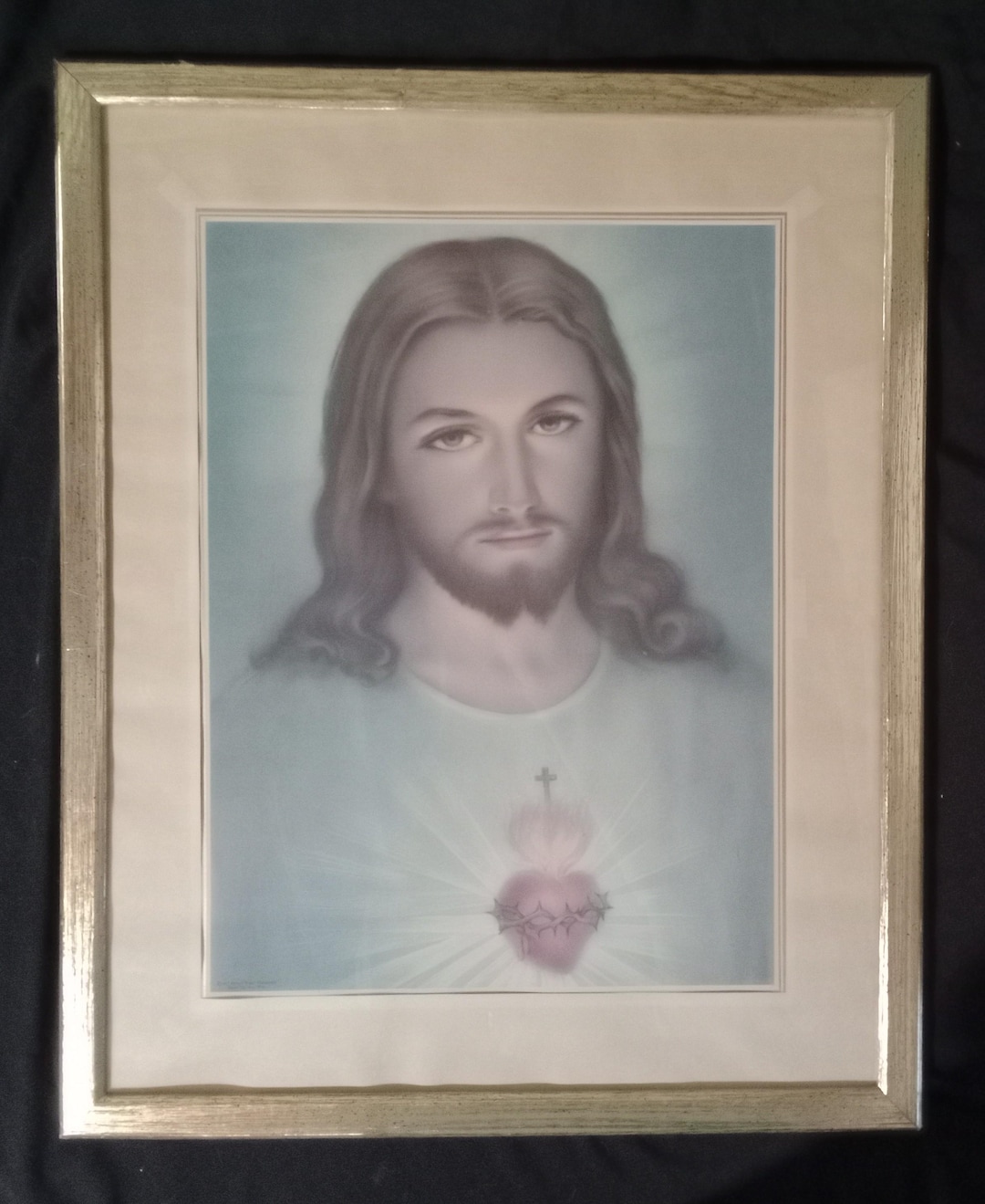 Vintage Sacred Heart Jesus Framed Jesus Lithograph - Etsy