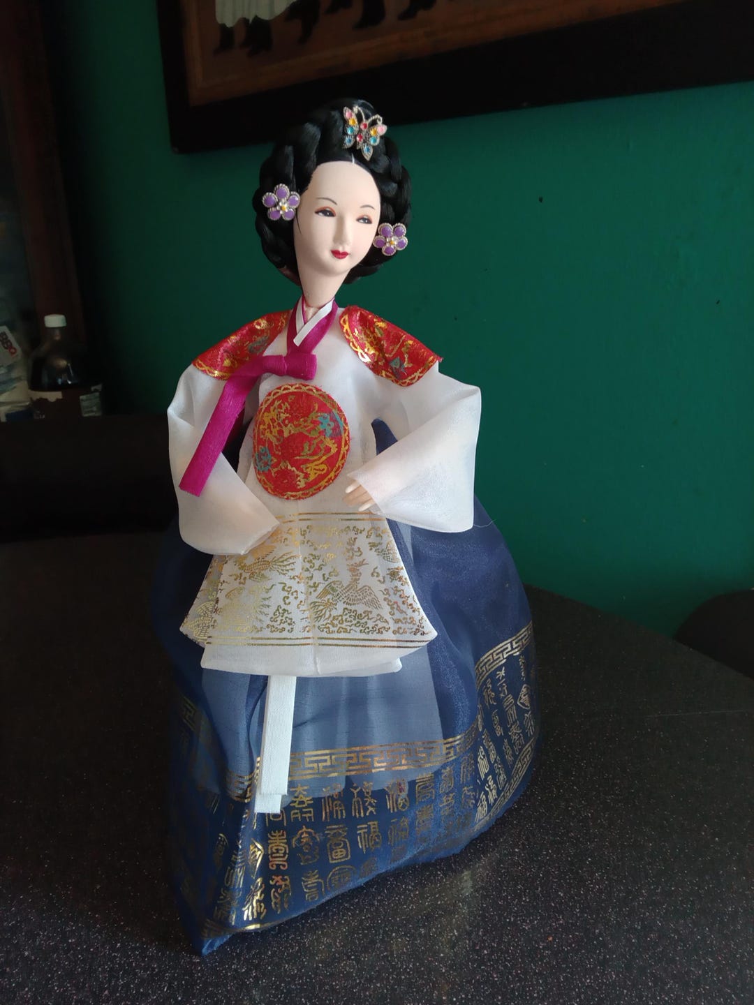 Vintage Traditional Korean Hanbok Doll on Stand Cloth Face Korean Doll ...