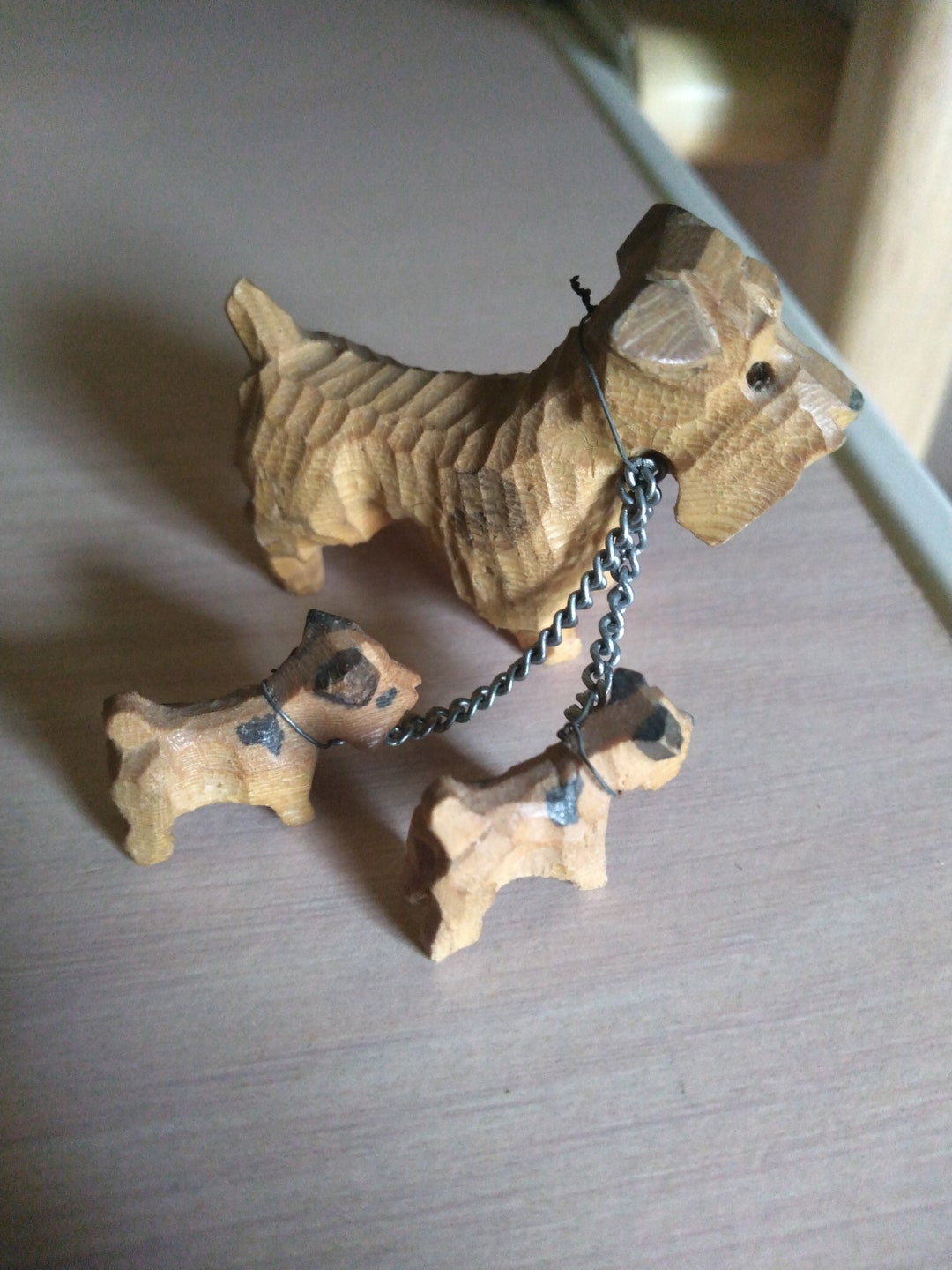 Vintage Rare Hand Carved Wood Miniature Scotty Dog and Puppies - Etsy