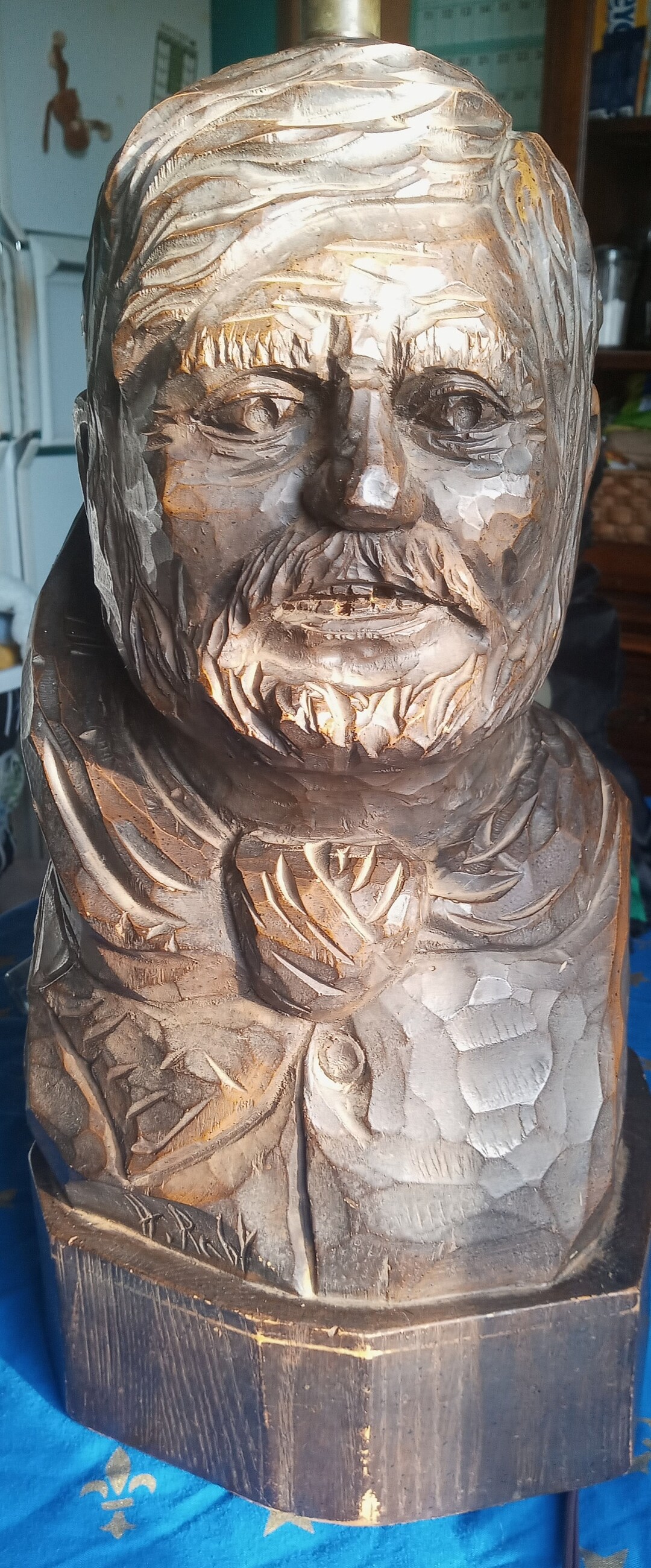 Quebec Herman Raby Hand Carved Wood Lamp Western Man Face Bust Lamp Ron ...