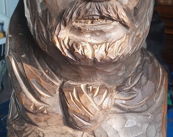 Carved Wood Man Lamp - Etsy