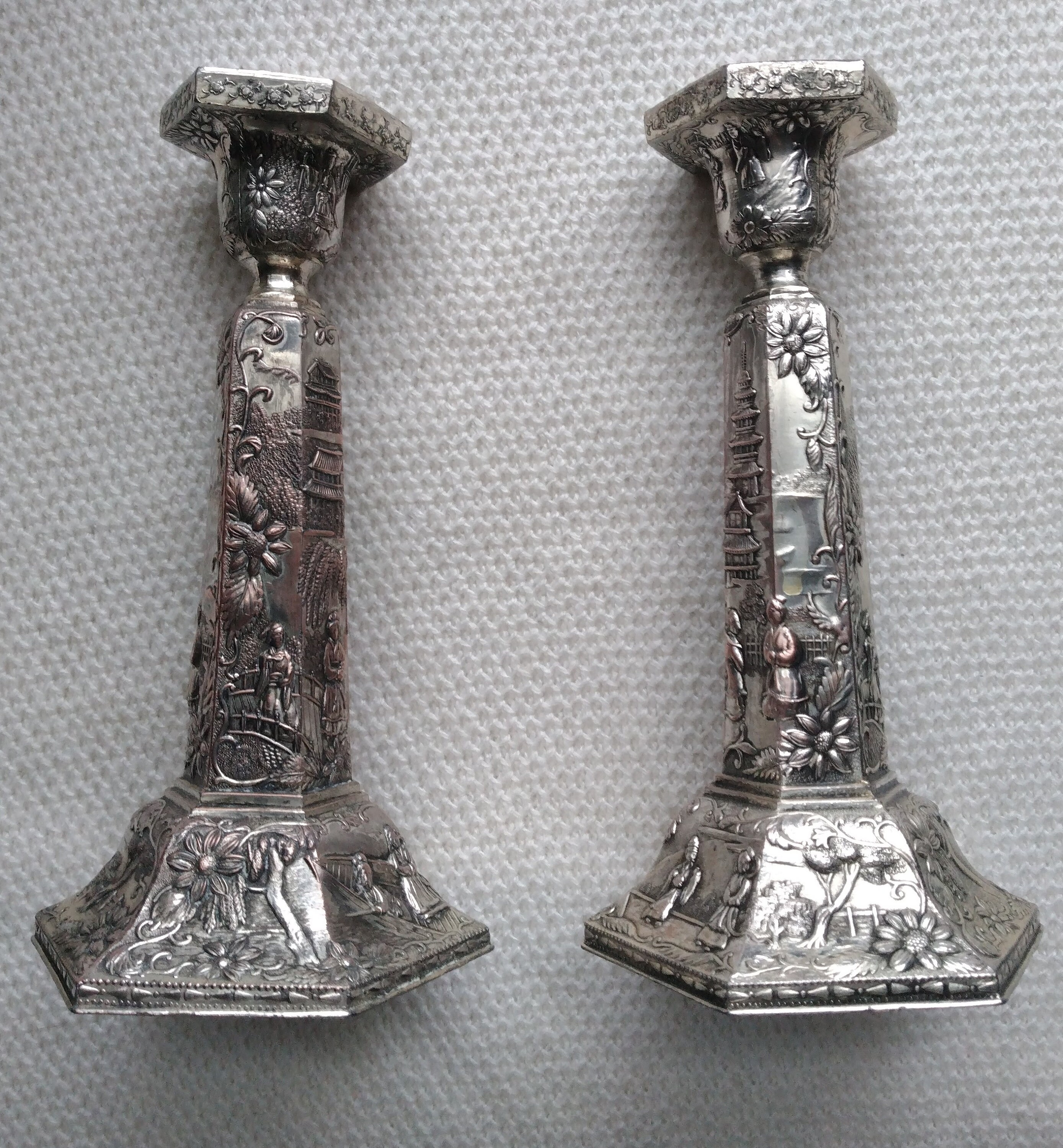 Vintage Silverplate Japan Repousse Asian Japanese Candle - Etsy