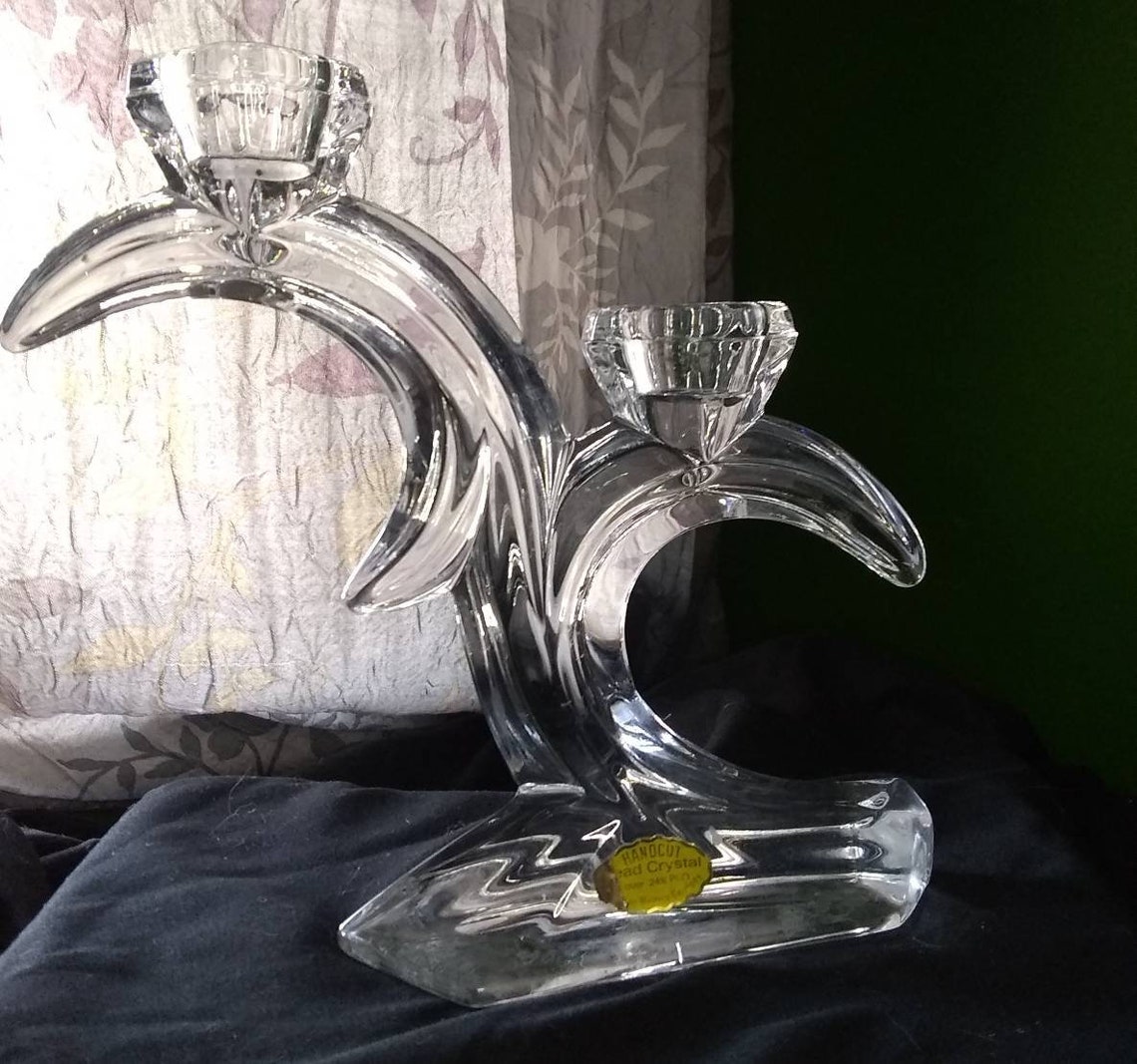 Antique Crystal Candlestick Holders West German Crystal - Etsy