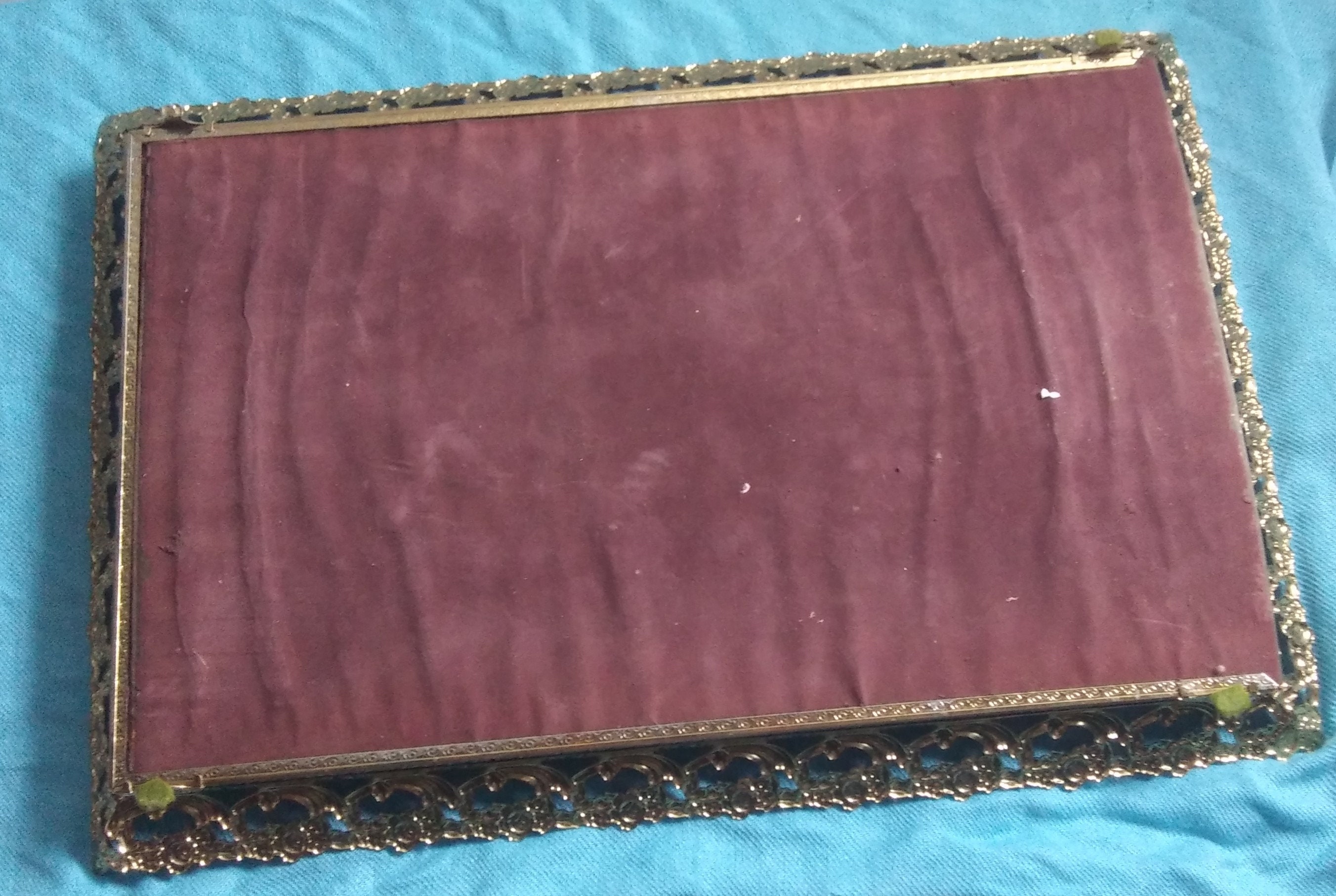 Vintage Gold Filigree Large Rectangle Mirrored Vanity Tray - Etsy